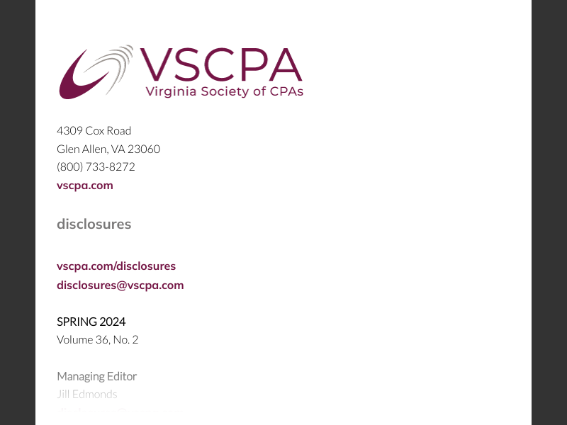 Disclosures Spring 2024VSCPA Masthead