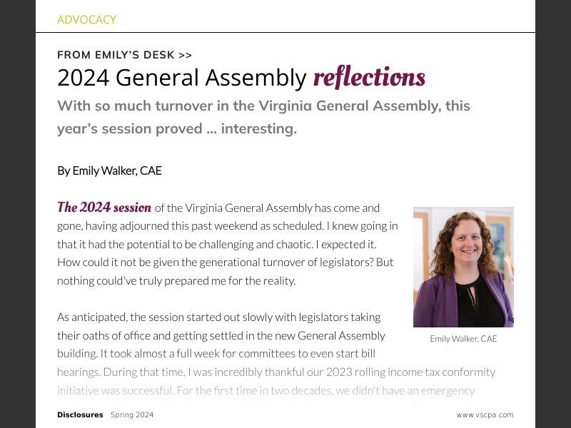 Disclosures Spring 2024Disclosures Spring 2024 | Advocacy